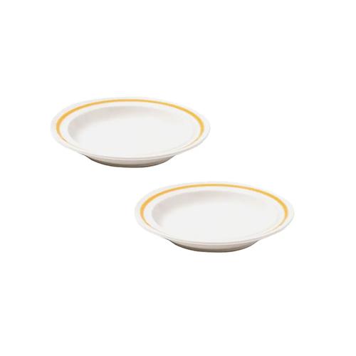 【韓國 SSUEIM】RETRO系列極簡ins陶瓷淺盤2件組15cm(橘色)－小樹購