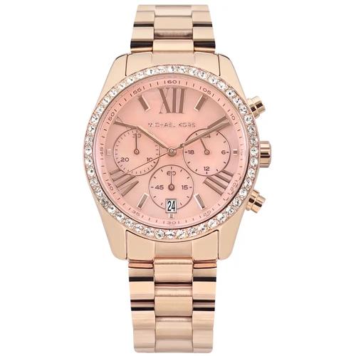【MICHAEL KORS】MK7242 / 三眼計時 珍珠母貝 羅馬刻度 日期 防水100米 不鏽鋼手錶 粉x鍍玫瑰金 38mm－小樹購