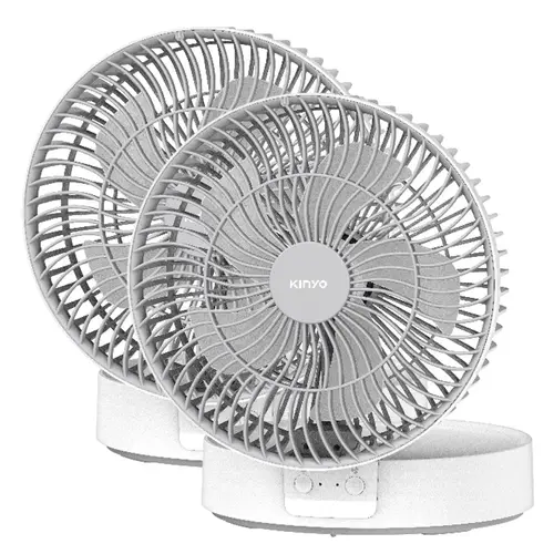 【KINYO】7吋 3段速充插二用USB充電折疊風扇/壁掛扇/桌扇/電風扇 UF-8625 LED氣氛燈 超值↘2入組－小樹購