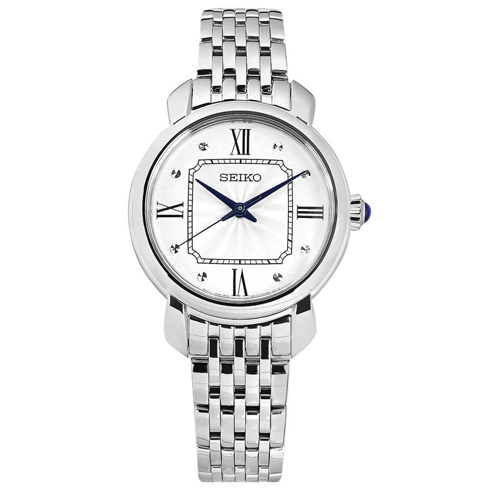 【SEIKO】6N01-00F0S.SUR497P1 / 優雅迷人 羅馬刻度 晶鑽時尚 不鏽鋼手錶 白色 29mm 小樹購